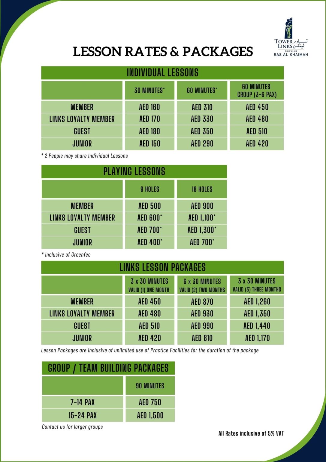 Academy – Tower Links Golf Club in Ras Al Khaimah